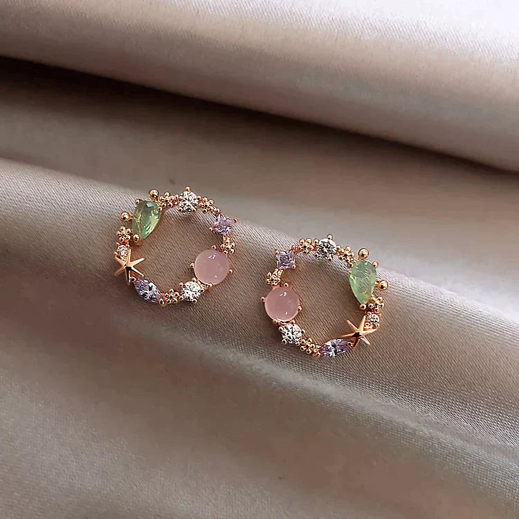 Crystal Floral Earrings in Rose Gold – Claire Jewelry