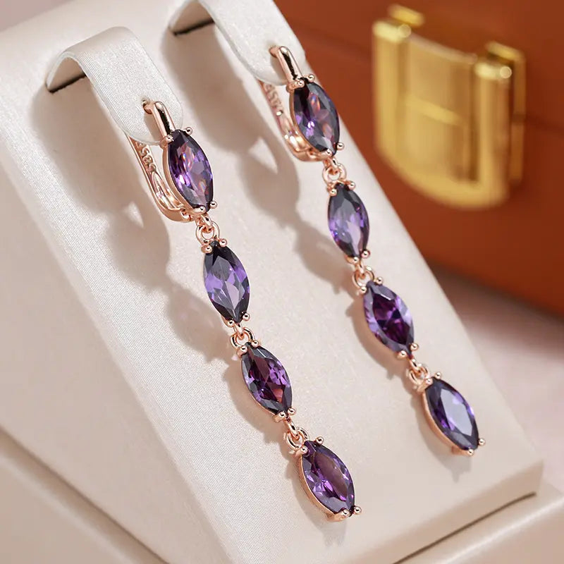 Earrings with Purple Crystals – Claire Jewelry