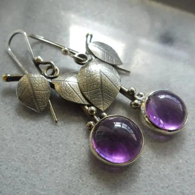 Vintage-style Violet Crystal Earrings – Claire Jewelry