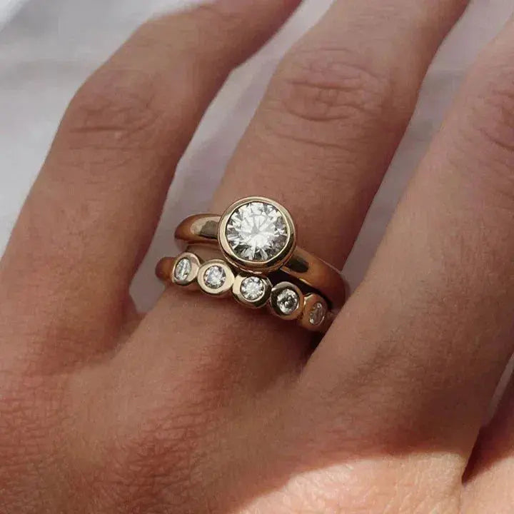 Vintage Zirconia Golden Ring Set – Claire Jewelry